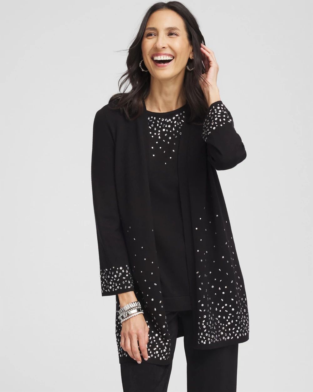 Travelers™ Rhinestone Cardigan | Chico's Travelers™ Rhinestone Cardigan | Chico's